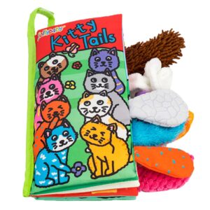 zocita baby soft animal tails activity cloth book with crinkle fabric, kitty tails