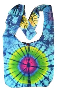 original collections tie dye cross body shoulder hippie handbag purse in blue large