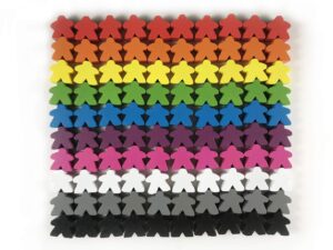 100 wooden meeples, family games accessories – multi-color board game tokens ideal for sorting, counting, classrooms, replacement pieces, stocking stuffer