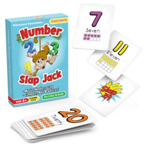 number slap jack a math card game for kids ages 4 and up | the easy way to learn numbers 0-20 | 4 fun ways to play | featuring ten frames and operator cards ,+,-,= | prek - 1st grade