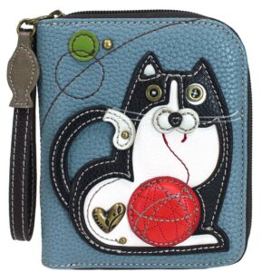 chala fat cat zip-around wristlet wallet - cat lover gift cat mom