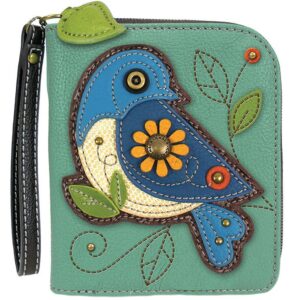 chala blue bird zip-around wristlet wallet - bird lover gift