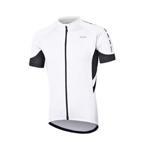 arsuxeo men's short sleeves cycling jersey bicycle mtb bike shirt 636 white size l