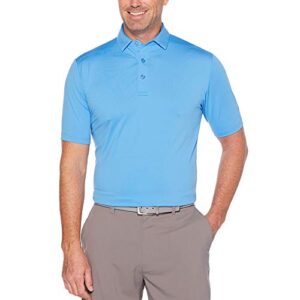 callaway men's micro hex golf performance polo shirt with sun protection, solid stretch fabric, marina, large