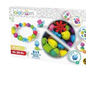 Lalaboom 36 Piece Baby Toddler Beads – Montessori Educational Shape and Color STEM Construction Toy 10 Months to 3 Years - BL300, Multicolor