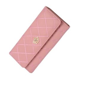 todd grace fashion ladies purse elegant clutch crown wallet long wallet leather wallet (pink)