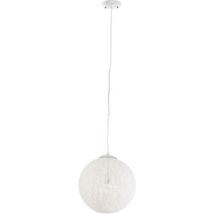 modway spool woven cotton 16" round pendant light chandelier in