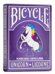 bicycle unicorn playing cards, standard index, poker cards, premium playing cards, unicorn cards, unique playing cards, 1 deck