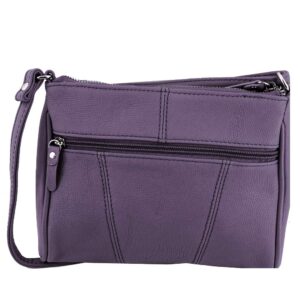 silver fever® leather travel cross body handbag (purple debossed)