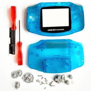 clear blue full housing shell case cover buttons conductive pad screwdriver screen for game boy advance gba console