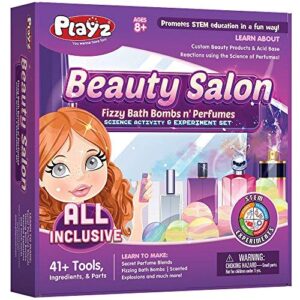 playz beauty salon perfume & bath bomb arts & crafts science activity & experiment gift for girls age 8, 9, 10, 11, 12