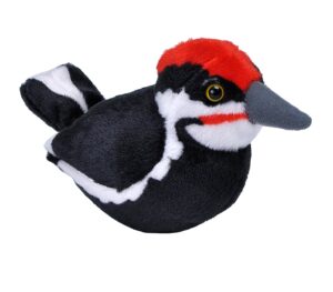 wild republic audubon birds pileated woodpecker plush with authentic bird sound, stuffed animal, bird toys for kids and birders