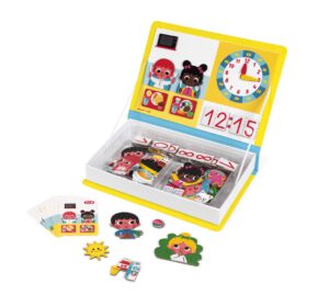 janod magnetibook 94 pc magnetic telling time game - ages 3+ - j02724