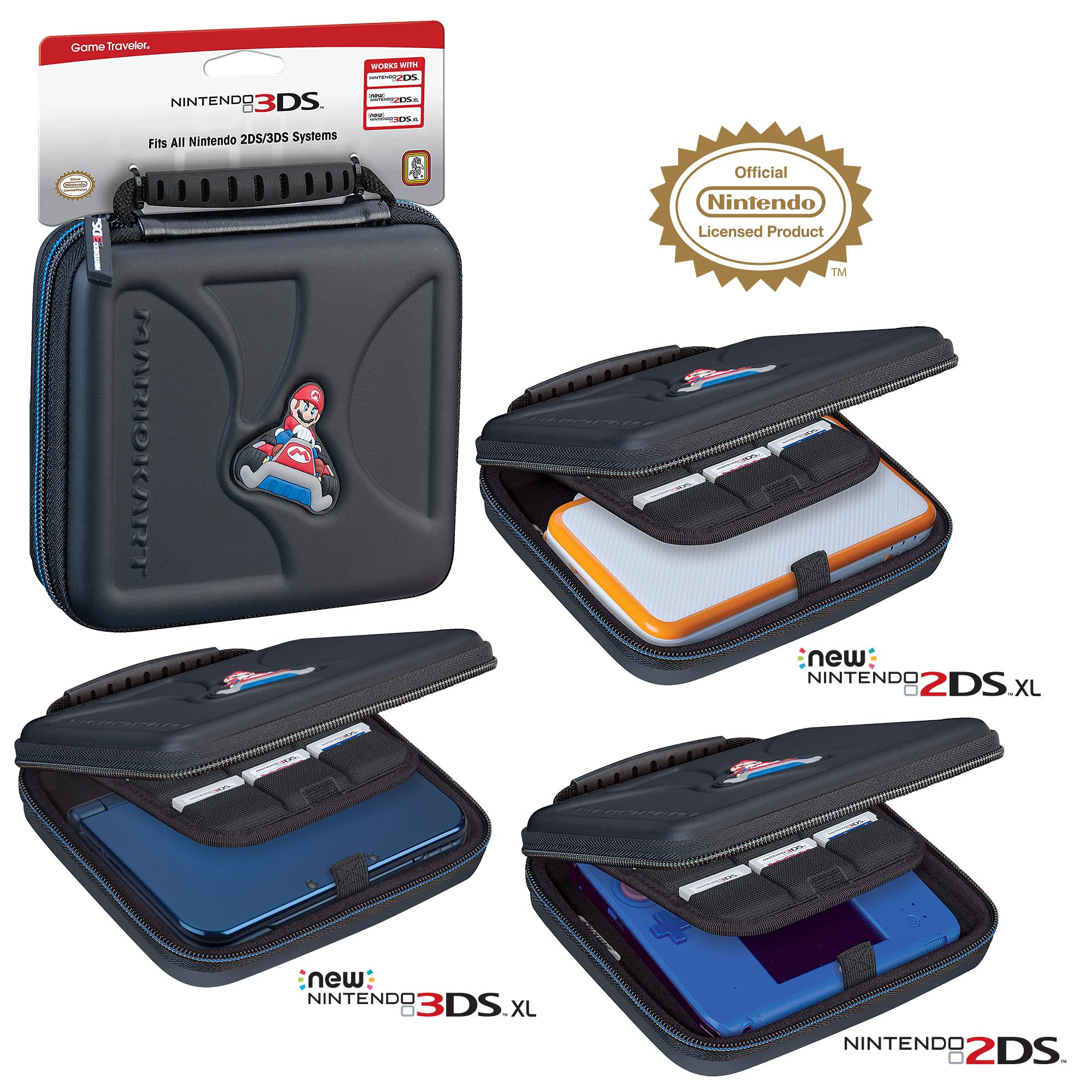 Game Traveler Nintendo 3DS or 2DS Case - Compatible with Nintendo 3DS, 3DS XL, 2DS, 2DS XL, New 3DS, 3DSi, 3DSi XL - Includes Game Card Pouch - Licensed by Nintendo