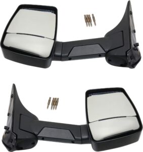 kool vue mirror set compatible with 2003-2014 ford e-150, 2003-2005 e-150 club wagon, 1992-2002 e-150 econoline, towing, manual adjust, manual fold, single arm, fits 4-bolt mirror only