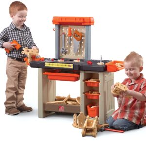 step2 handyman kids workbench, indoor/outdoor tool bench for children, interactive play with sounds, made of durable plastic, includes 35 piece toy accessories, for toddlers 3+ years old