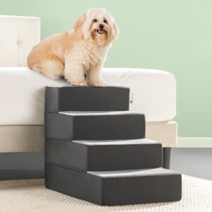 zinus easy pet stairs, pet ramp, pet ladder, large, grey