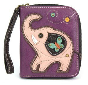 charming chala wallet credit cards coins wristlet (purple elephant)