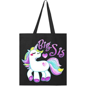 inktastic big sis unicorn tote bag black 301e3