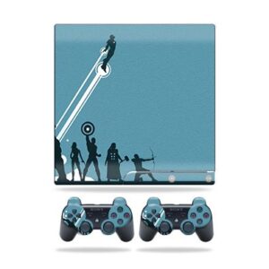 skin compatible with sony playstation 3 ps3 slim + 2 controllers – super squad | mightyskins protective, durable, and unique vinyl wrap cover | easy to apply, remove | made in the usa