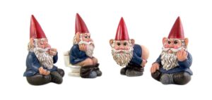 four naughty gnomes set of 4 home decor statues 4 inch