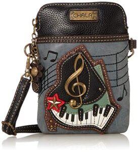 chala group piano cellphone crossbody handbag - convertible strap, indigo, 5" x 7.5" x 1"