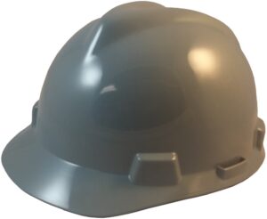 msa v cap style hard hats w/fastrac iii suspensions and handy tote bag - gray