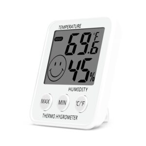 digital thermometer indoor hygrometer humidity meter room temperature monitor large lcd display max/min records for home car office white by soekoa