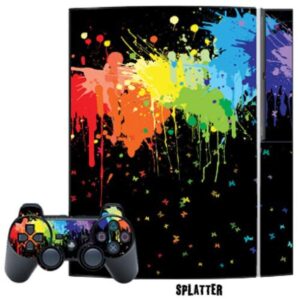 mightyskins skin compatible with playstation 3 console + two ps3 controllers sticker- splatter