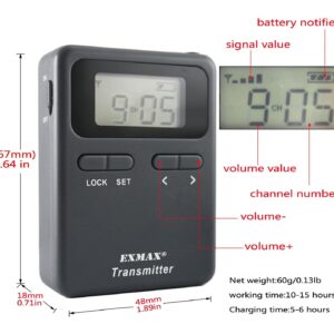 EXMAX Wireless Tour Guide/Monitoring Audio System with 32-slot Charge Case for Tour Guide,Tourism,Conference,Training,Church,Outdoor Scenic Spots(2 Transmitters 30 Receivers with 32-slot Charge Case)