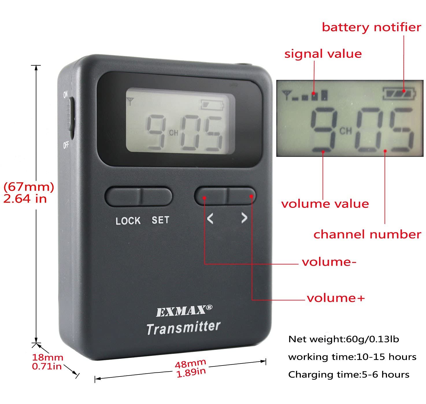 EXMAX Wireless Tour Guide/Monitoring Audio System with 32-slot Charge Case for Tour Guide,Tourism,Conference,Training,Church,Outdoor Scenic Spots(2 Transmitters 30 Receivers with 32-slot Charge Case)