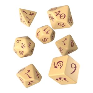 classic rpg beige & burgundy dice set (7)