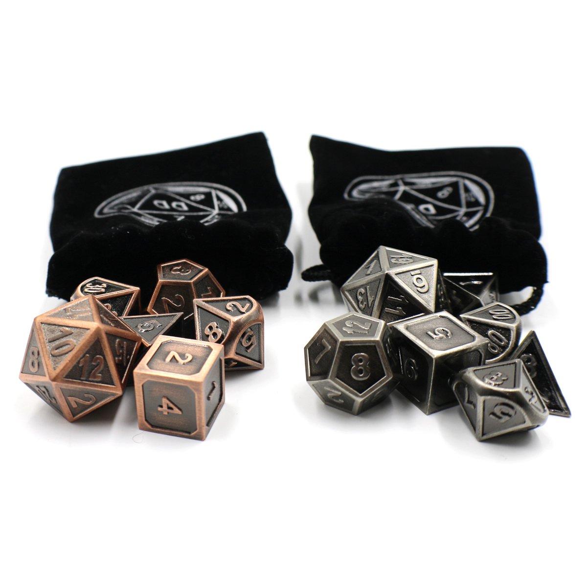 Two Metal Dice Role Playing Sets with Storage Chest for Tabletop Games