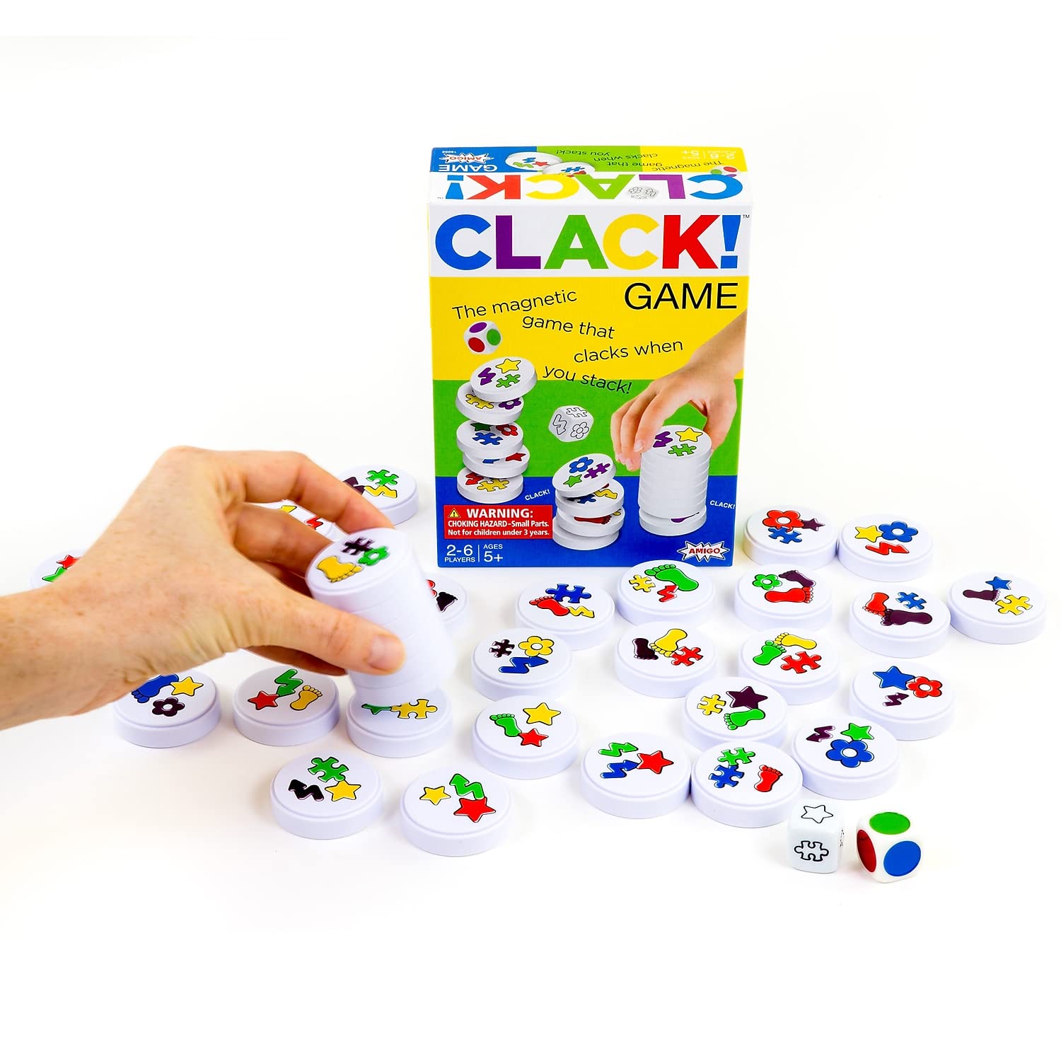 AMIGO Games Clack! Categories - Exciting Kids Magnetic Stacking Game for 2-8 players Ages 7+ | Fun, Educational, & Fast-Paced Family Game