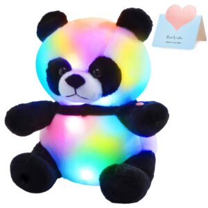 wewill light up panda stuffed animal led panda bear soft plush toys glow in dark bedtime companion with night lights birthday valentines christmas for toddler kids, 12''