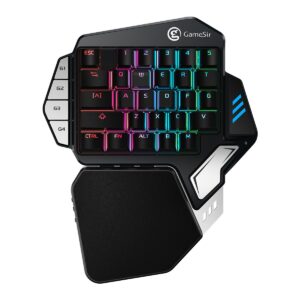 gamesir mechanical gaming keyboard z1 for pc/mobile phone, one-handed gaming keypad with macro keys for fps game, rgb backlighting, anti-ghosting, blue key switches, built-in battery(red switch)