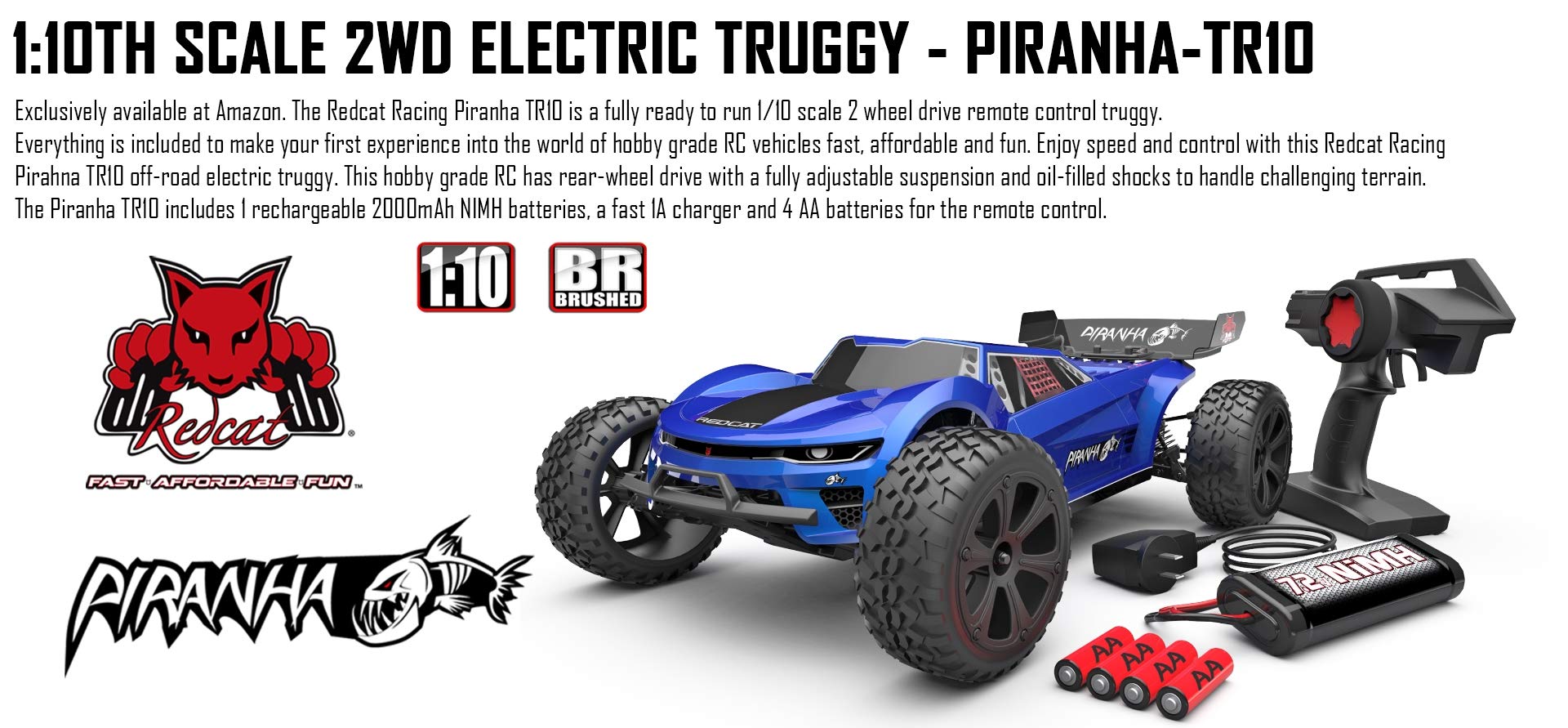 Redcat Racing Piranha-TR-10 Piranha Tr10 Truggy, Blue