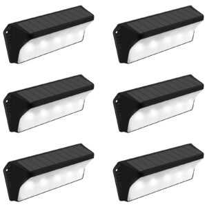 solar powered deck lights solar step lights 6-pack wireless waterproof outdoor stair step lights for backyards decks driveway fence garden garage porch pathway patio wall