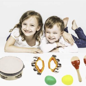 Zochoose Toddler Musical Instrument, Wooden Percussion Instruments Tambourine for Kids Toddlers, Musical Toys Set for Boys and Girls