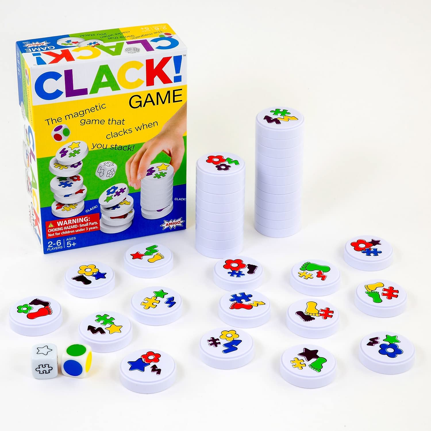 AMIGO Games Clack! Categories - Exciting Kids Magnetic Stacking Game for 2-8 players Ages 7+ | Fun, Educational, & Fast-Paced Family Game