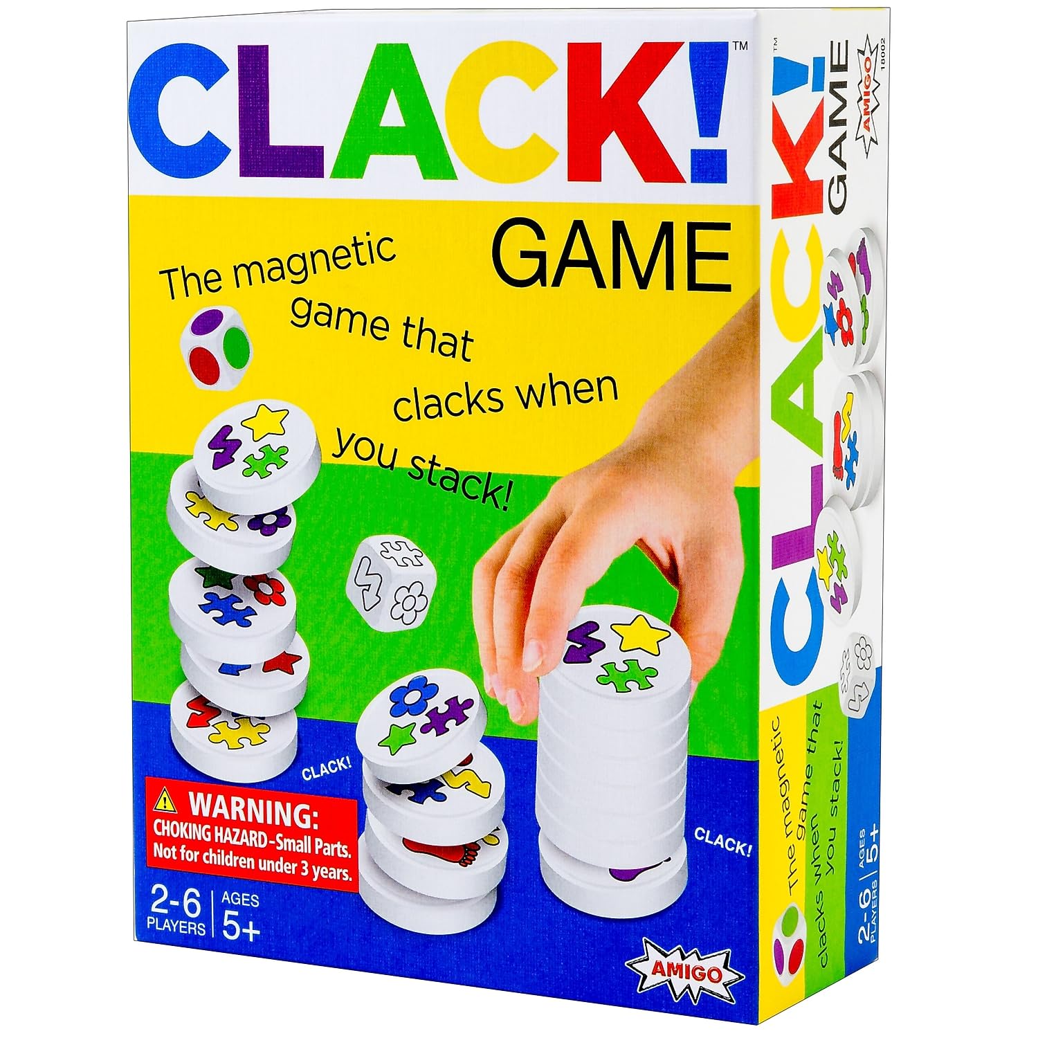 AMIGO Games Clack! Categories - Exciting Kids Magnetic Stacking Game for 2-8 players Ages 7+ | Fun, Educational, & Fast-Paced Family Game