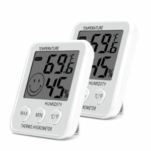 digital thermometer indoor hygrometer humidity meter room temperature monitor large lcd display max/min records for home car office white by soekoa (2 pack)