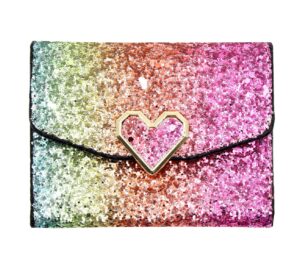 women glitter sequins purse short trifold wallet bling card holder clutch