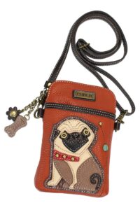 chala pug cellphone crossbody handbag - convertible strap pug mom