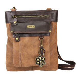 chala paw print 3-in-1 gemini crossbody handbag, dog lovers gift (brown)