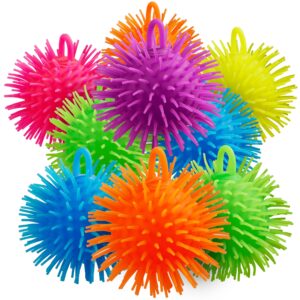 bedwina puffer balls (pack of 12) - stress balls bulk, neon sensory ball, stress relief squishy balls & therapy ball toy for kids for goodie bags, stress balls bulk