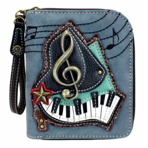 chala piano zip-around wristlet wallet, music lovers gift