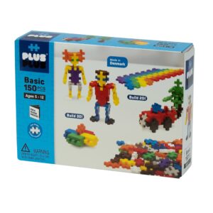 plus plus – open play set – 150 piece basic color mix – construction building stem | steam toy, interlocking mini puzzle blocks for kids