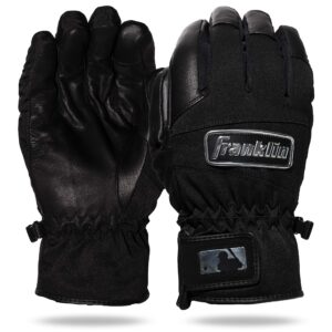 franklin sports mlb batting gloves - coldmax cold weather winter gloves - all weather gloves for players, coaches + umpires - black - adult medium