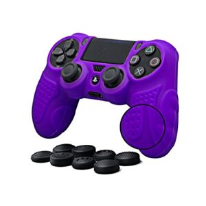 ps4 controller grip skin anti-slip silicone case cover for sony playstation 4 ps4/slim/pro controller with 8 x fps pro thumb grips (purple)